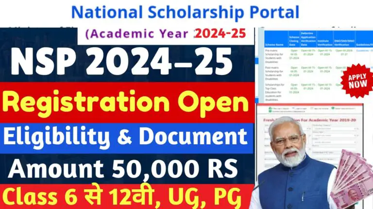 NSP Scholarship 2024-25 Apply | NSP Scholarship Form Open 2024-25 | Class 5th To 12th & UG, PG ...